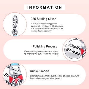 EZ Tuxedo Birthday Dangle Charms 925 Sterling Silver HaBee Birthday Pendants for Bracelets