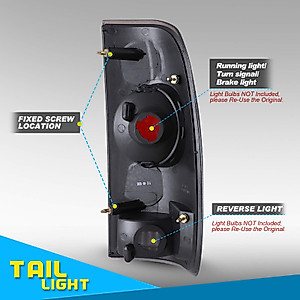 AUTOWIKI Tail Lights For 1997-2003 Ford F-150 F-250 F-350 Super Duty Tail Lights Styleside Model Pickup Black Clear Lens Rear Taillights 1 Pair