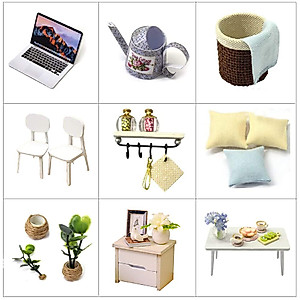 MAGQOO 3D Wooden Dollhouse Miniature DIY House Kit with Furniture,1:24 DIY Dollhouse Kit Dust Proof Included (Blue Times)