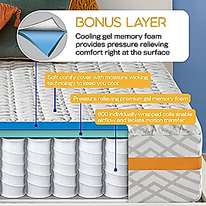 Simmons Amazon Exclusive - Premium Hybrid Memory Foam Mattress - 10 Inch, King Size, Individually Wrapped Coils, Cooling Foam, Quilted Cover, CertiPur-US Certified, 100-Night Trial