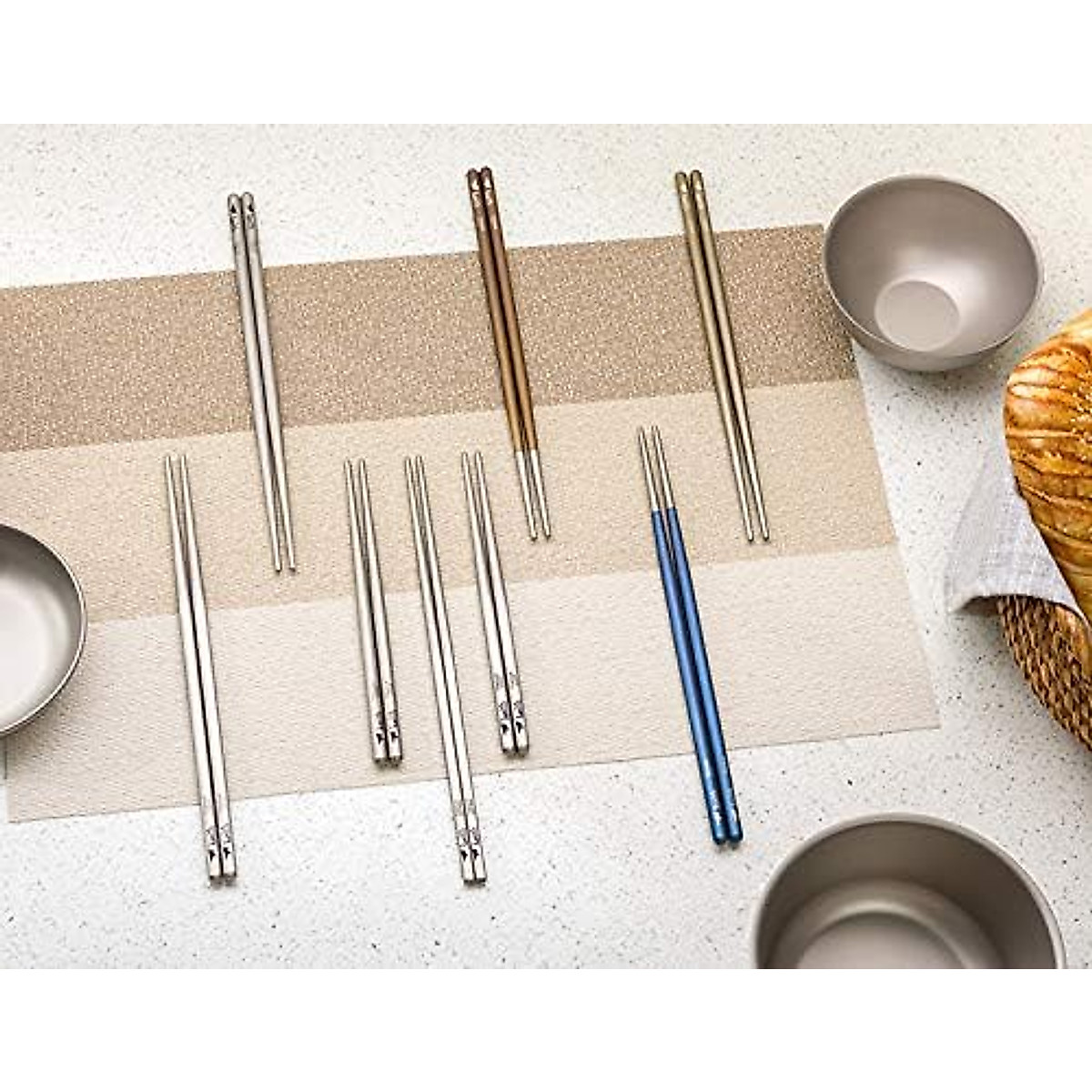 Keith Titanium Ti5633 Solid Square Handle Chopsticks with Aluminum Case (Grey) ●●●●●●● Keith's 18th Anniversary: Exclusive Price!