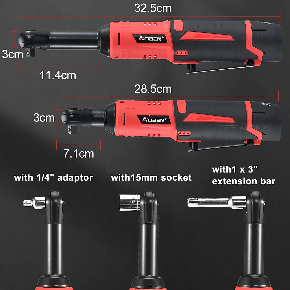 AOBEN 3/8" 40 Ft-lbs Cordless Electric Ratchet Wrench Kit with Variable Speed, Lithium Batteries
