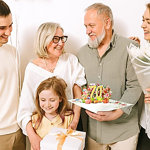 GREETING ART 70th Birthday Card with Pop-Up Design, Laser Cut, Folds Flat, Includes Envelope and Note Card