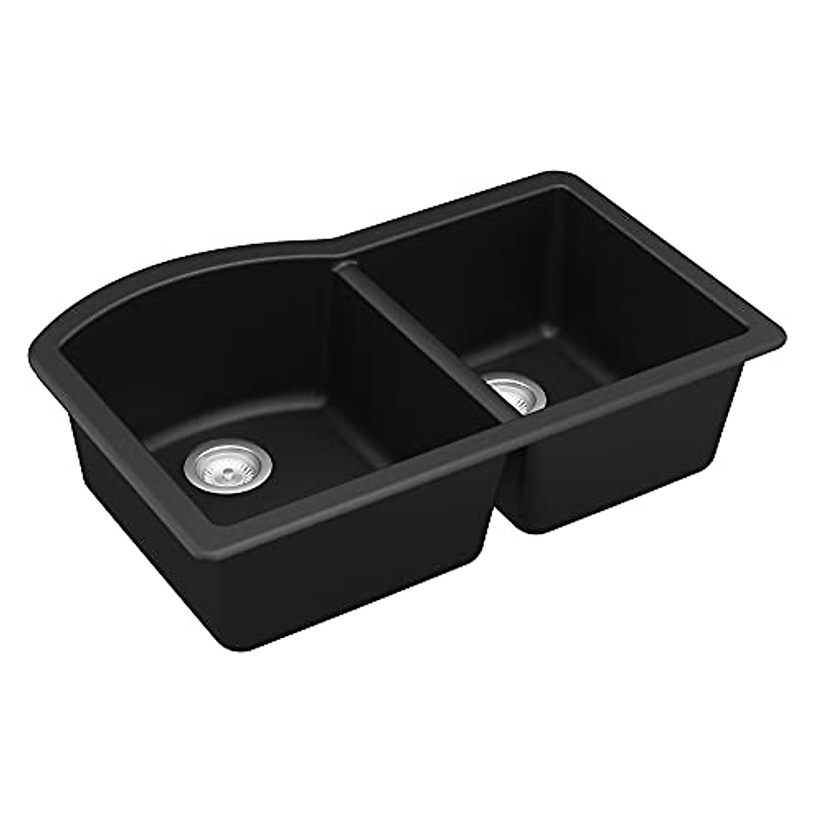Karran QU-610 Undermount Quartz Composite 32 in. 60/40 Double Bowl Kitchen Sink in Black