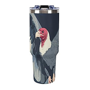 Flying Vulture Large Capacity Insulated Car Cup Travel Coffee Mug 40 Oz Reusable Tumblers with Straw and Lid