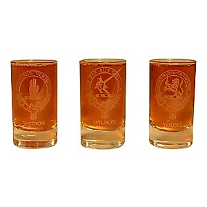 Collins Glencairn Clan Crest Crystal Dram Tot Glass - Watson Wilson Young