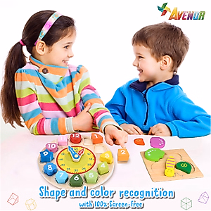 Avenor Clock Learning for Kids - Teaching Time Montessori Toys for Toddlers Learning Clock Early Learning Educational Toy Gift for 3 Year Old Toddler Baby Kids