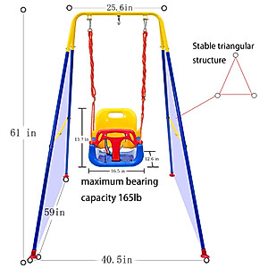 3-in-1 Swing Set Baby Jumper and Bouncers for Toddler, Baby Swing is Suitable for Indoor and Outdoor Play, with a Foldable Metal Stand for Easy Storage, and Comes with Instructions for Easy Assembly.