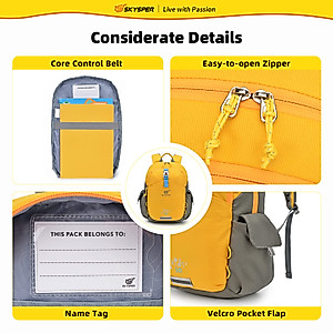 SKYSPER Kids Backpack 10L Toddler Backpack Travel Daypack for Preschool and Kindergarten(Yellow)