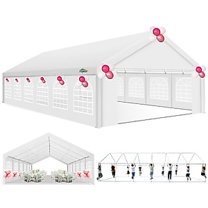 COBIZI 20x40ft Party Tent Heavy Duty, Wedding Tent, Event Tents For Parties, Carpas Para Fiestas With 8 Removable Sidewalls, 20x40 Tent with Built-in Sandbag, UV50+, Big Tent For Party, Carport, White