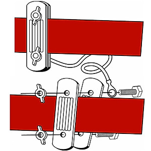 Q'mark Electric Fence Tape Connector, Polytape to Polytape Connector, Polytape to Energizer Connector, with 90 cm Wire - 2 Pack (to Energizer), Silver & Red