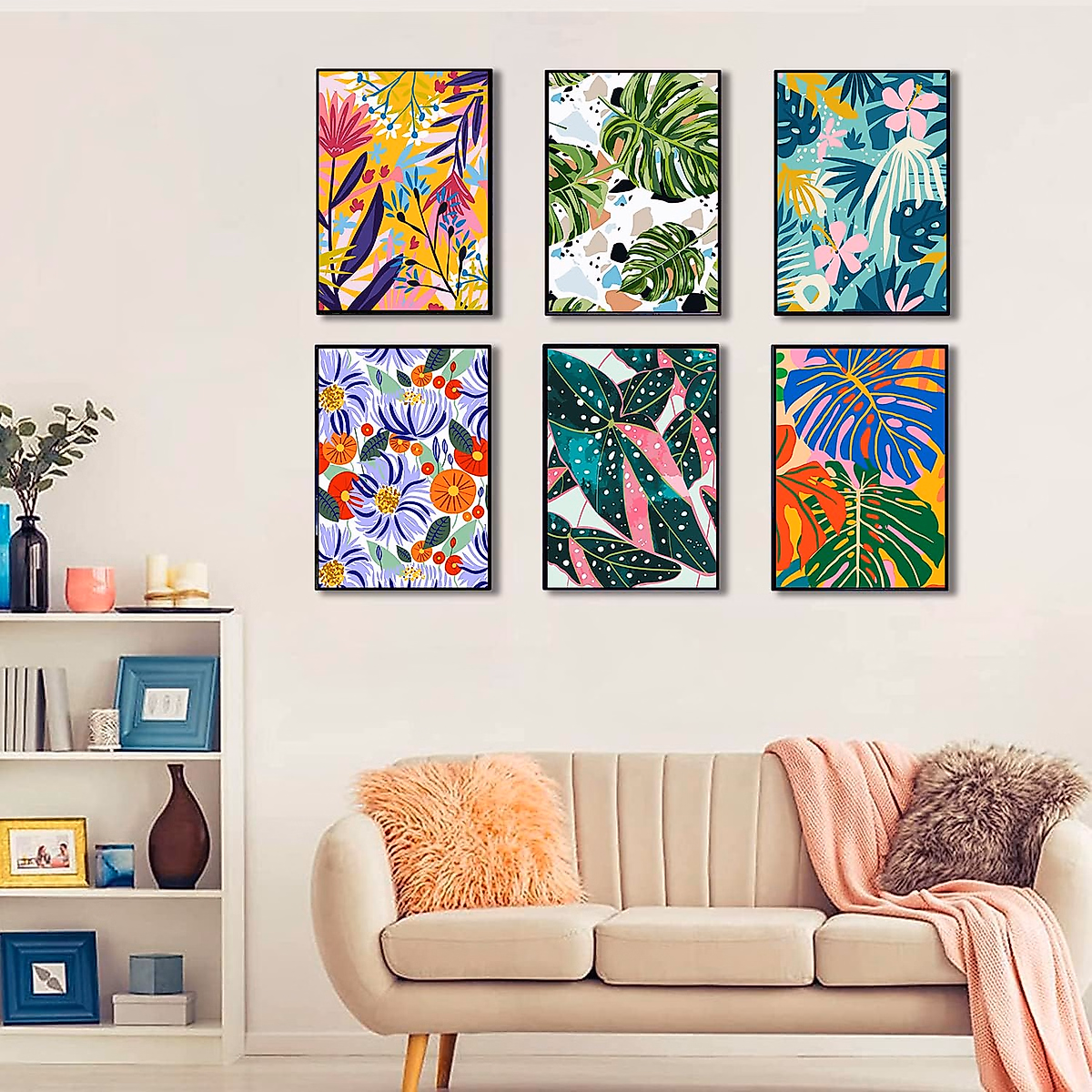 6 Pack Flowers Paint by Numbers Kits for Adults Beginners, DIY Paint by Numbers for Adults on Canvas Without Frame, Drawing Paintwork with Paintbrushes Oil Painting for Home Wall Decor 7.9x11.8inch