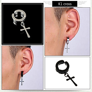WAINIS 12 Pairs Stainless Steel Non Pierced Magnetic Earrings for Men Women CZ Clip on Dangle Magnet Earrings Set