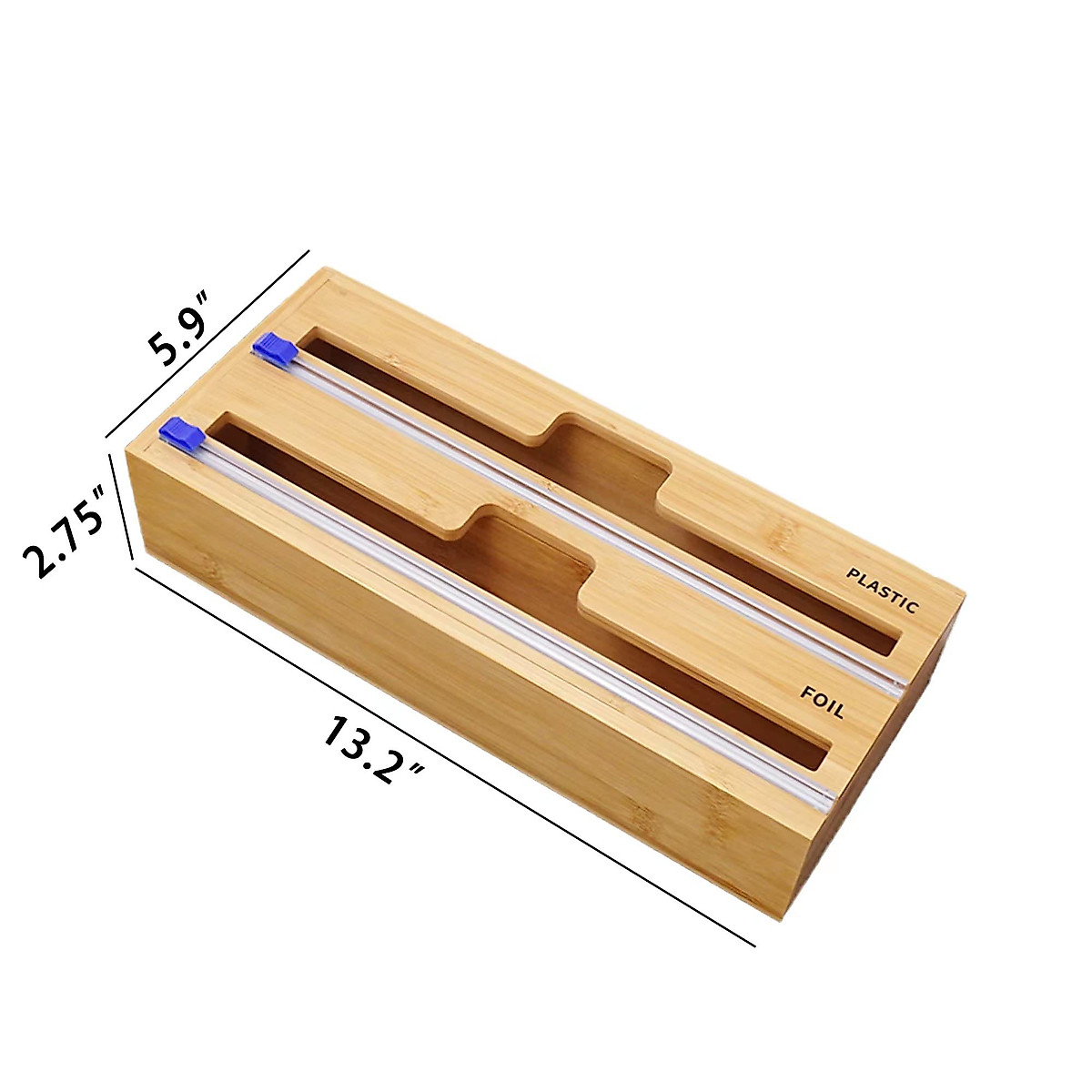 Aluminum Foil & Plastic Wrap Organizer for Kitchen Drawer|Wax Paper Wrap Dispenser with Cutter|Bamboo Roll Storage Organizer| Compatible with 12" Roll