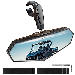 Evermotor UTV Rear View Mirror for 1.6"-2" Roll Bar Cages, Universal Center Mirror with 360° Adjustable Aluminum Clamp Compatible with ATV Polaris RZR Ranger Scooter Kawasaki Mule Pioneer Gator