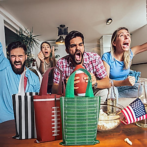 Photect 24 Pcs Football Bags Football Non Woven Gift Bags Football Treat Bags Football Goody Candy Bags Sport Favor Bags Football Themed Party Decorations Super Football Bowl Party Supplies