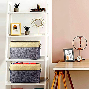 AMZTADIE Rectangular Fabric Basket Storage Basket,Decorative Basket,Clothes Storage with Handle,Foldable Linen Storage Box,Suitable for Dog Toy Basket and Nursery Toys