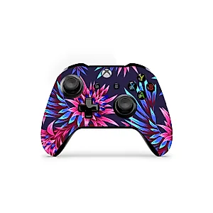 ZOOMHITSKINS Controller Skin Compatible with X1 S and X1 X, Vinyl Sticker Technology, Neon Flowers Pink Blue Leaves, Durable, 1 Skin, Made in The USA