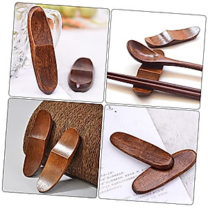 Cabilock 6pcs Solid Wood Chopsticks Spoon Holder Chopsticks Holder Sushi Stick Holder Cooking Spoon Stand Wood Chopsticks Stand Tableware Rest Wood Chopsticks Rack Wooden Cute Japan