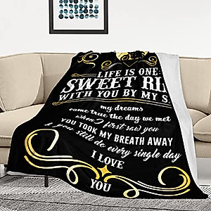 Mubpean Gifts for Motorcycle Lovers - Birthday Gifts for Men/Women - to My Husband/Wife Blanket 60"x50" - Romantic Gifts for Him/Her - Anniversary Birthday Gift Ideas for Couples Sweet Ride Motorcycle