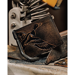 House of Jack Co. DUCK Bifold Wallet For Men | Outdoor Sportsman Mens Wallet | Hand Burnished Full Grain Leather | Slim Wallet | Duck Hunter Gift