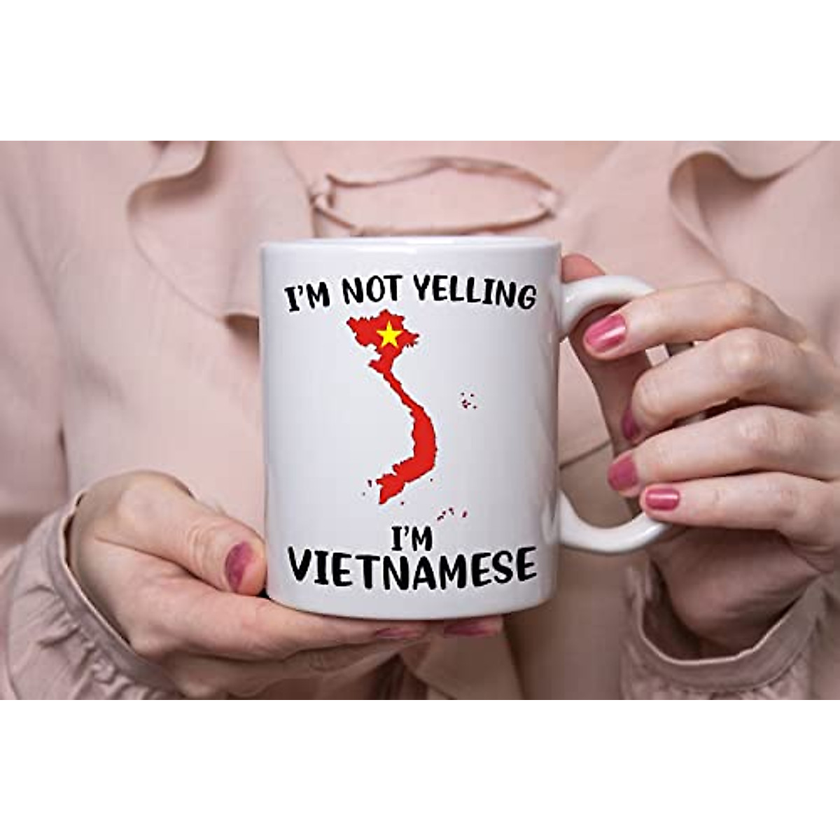 Funny Vietnam Pride Coffee Mugs, I'm Not Yelling I'm Vietnamese Mug, Gift Idea for Vietnamese Men and Women Featuring the Country Map and Flag, Proud Patriot Souvenirs and Gifts