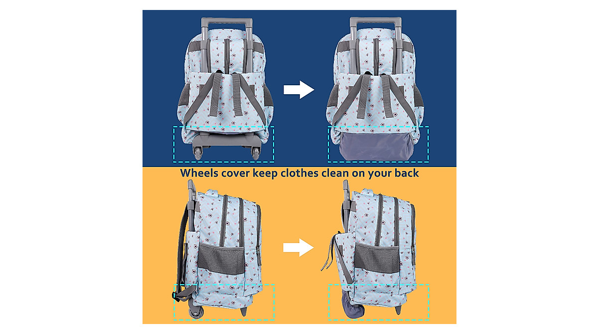 seastig Rolling Backpack for Kids Wheeled Backpack 18in Double Handle ...