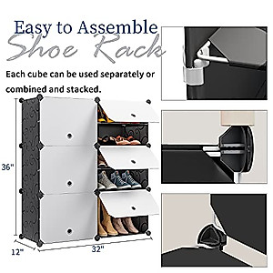 Aeitc 72 Pairs Shoe Rack Organizer Shoe Organizer Expandable Shoe Storage Cabinet Narrow Standing Stackable Space Saver Shoe Rack for Entryway, Hallway and Closet