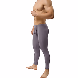 IYUNYI Mens Thin Ice Silk Compression Baselayer Thermal Long Johns Underwear Gray