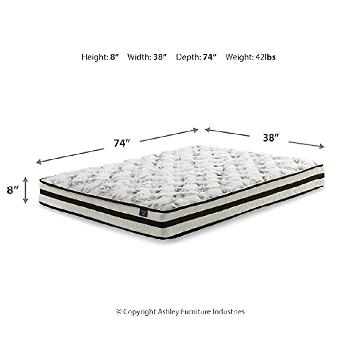 Signature Design by Ashley Twin Size Chime 8 Inch Medium Firm Innerspring Mattress with Pressure Relief Quilt Foam