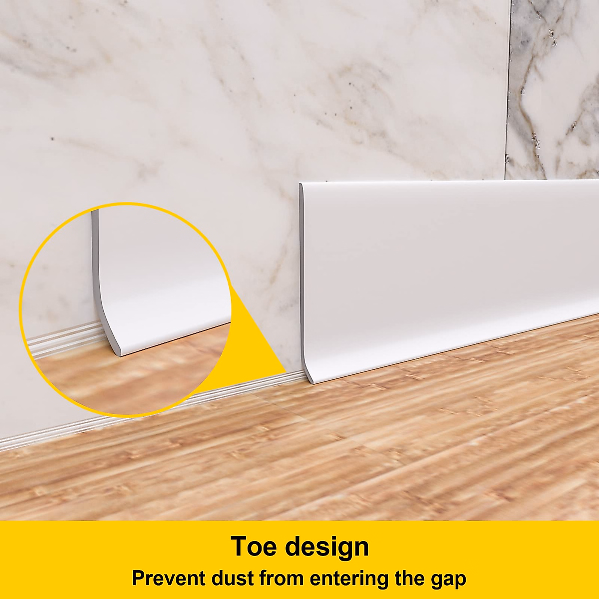 Jaspond Flexible Baseboard Molding Trim, 4 Inch(W) x 20 Feet(L) Self-Adhesive Vinyl Wall Base Cove Base, Peel and Stick Rubber Wall Base Moulding Trim