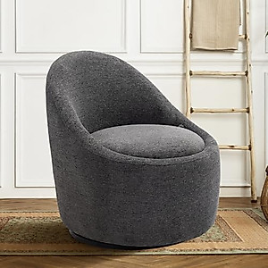 Swivel Accent Chair Barrel Chair, 360° Swivel Chair with Hidden Storage, Modern Small Round Swivel Chair Accent Chair for Living Room/Bedroom-DarkGrey