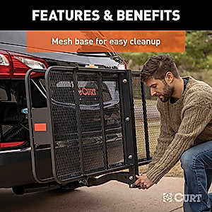 CURT 18153 60 x 24-Inch Basket Hitch Cargo Carrier, 500 lbs Capacity, Black Steel, 2-In Folding Shank