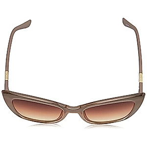 GUESS Women's Retro Inspired Cat Eye Sunglasses, Shiny Beige, 55mm