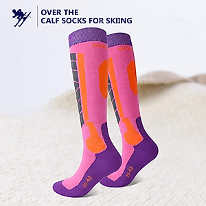 Soared Winter Ski Socks 2 Pairs Snowboard Snow Warm Knee Over the Calf OTC High Performance for Kids Womens Mens