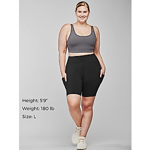 Stelle Womens High Waist Biker Cycling Gym Running Volleyball Workout Yoga Shorts (Medium, Silky Soft Compression-8" Black)