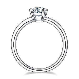 TwoBirch 1 Carat Moissanite Emerald Solitaire in Platinum Plated Sterling Silver (CERTIFIED) (Size 8)