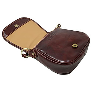 Floto Venezia Women's Saddle Bag Crossbody Shoulder Bag Handbag (Vecchio Brown)