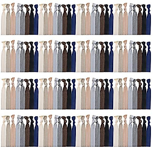 120 Pack Neutral Color No Crease Ribbon Elastics Hair Ties Women Yoga Knotted Ponytail Holder