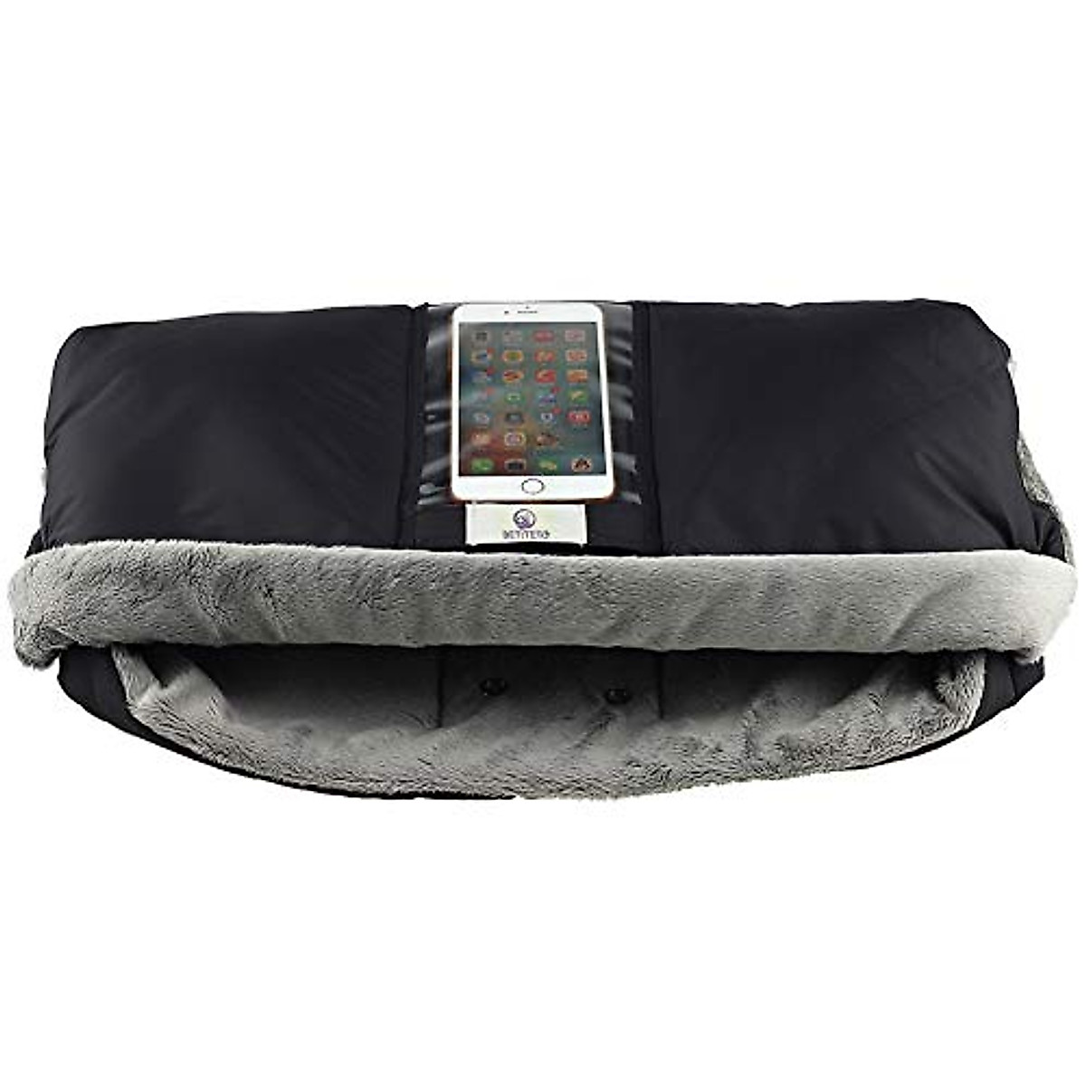 Fleece Stroller Hand Muff, BETITETO Winter Anti-Freeze Gloves for Baby Stroller Jogger Pram Water Resistant Warmer Gift for Parents and Caregivers (Black)