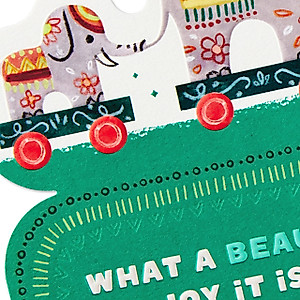 Hallmark Golden Thread Pack of 2 Baby Shower Cards (Elephants, Safari Animals) (899RZP1401)