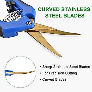 GROWNEER 6 Packs 6.5 Inch Pruning Shears with Curved Blades Trimming Scissors For Cannabis Gardening Hand Pruning Snips Titanium Coated Precision Blades