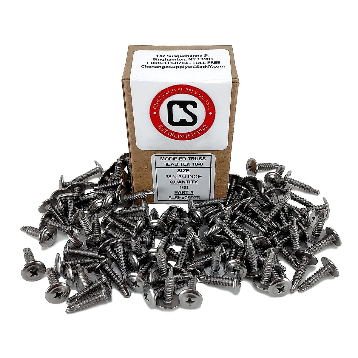 410 Stainless #8 x 3/4" Wafer Head Philips Self Drilling Sheet Metal Tek Screws, (1/2" to 1-5/8" Length in Listing), 100 Pieces, Modified Truss Head Self Driller (#8 x 3/4 inch)