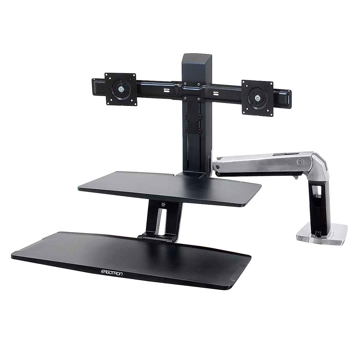 Ergotron – WorkFit-A Dual Monitor Standing Desk Converter, Sit Stand Workstation for Tabletops – Suspended Keyboard Tray