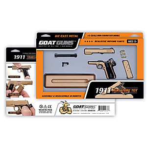 GoatGuns Miniature 1911 Model Coyote | 1:2.5 Scale Diecast Metal Build Kit