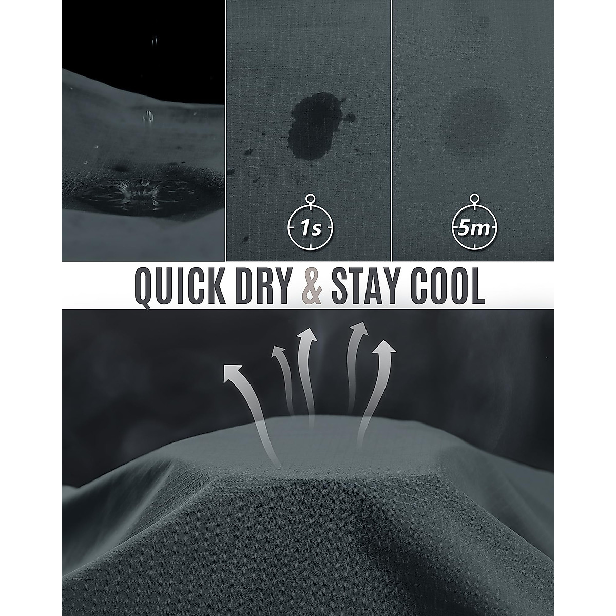 Outdoor Ventures Mens Hiking Pants Lightweight Quick Dry Convertible Pants, Stretch Zip-Off Cargo Pants for Travel Fishing Gery