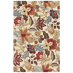 SAFAVIEH Jardin Collection 5' x 8' Beige / Multi JAR952A Handmade Floral Premium Wool Area Rug