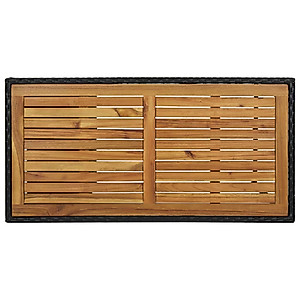 AJSEOYBS Bar Table,Bar Height Pub Table, Rectangle High Top Kitchen & Dining Tables,Indoor use,Bar Table with Storage Rack Black 47.2"x23.6"x43.3" Poly Rattan