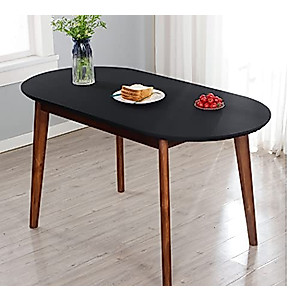 NEWISHER Fitted Tablecloth Oval Elastic Edge Spandex Stretchable Table Top Cover for Dining Picnic Outdoor Camping Patio Black 48 x 68 inch