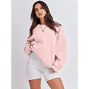 ANRABESS Oversized Sweatshirts for Women Teen Girls Pullover Casual Loose Fit Fleece Crop Hooded Sweaters Fall Winter Fashion y2k Clothes A1026-huafen-XL Light Pink